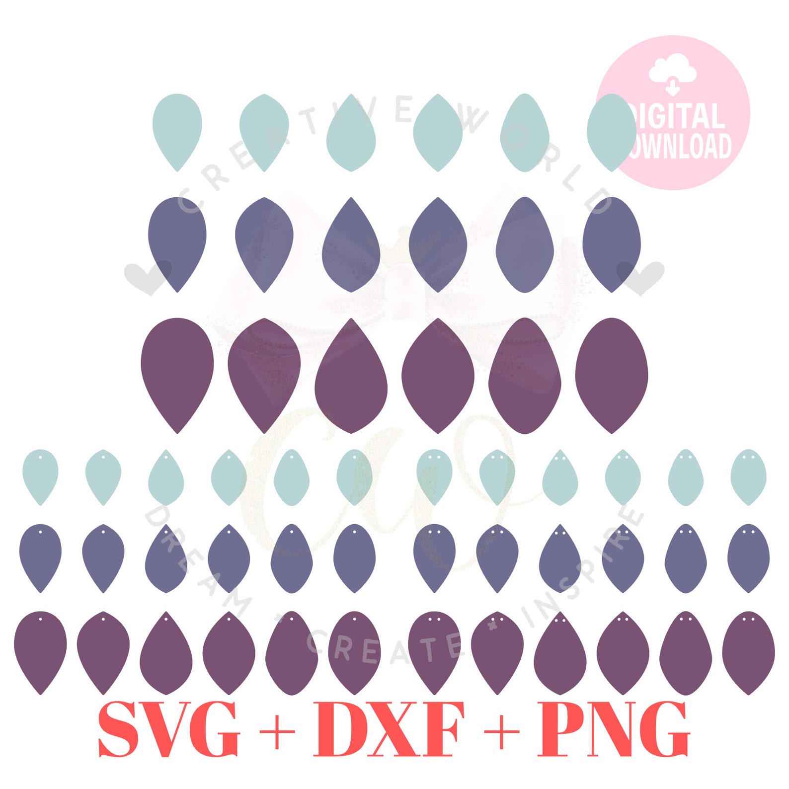 Pinched Stacked Double Holes Earring Svg One Hole Svg Leather Earrings ...