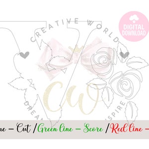 Floral Alphabet Svg Letter V Rose Monogram Svg Botanical - Etsy