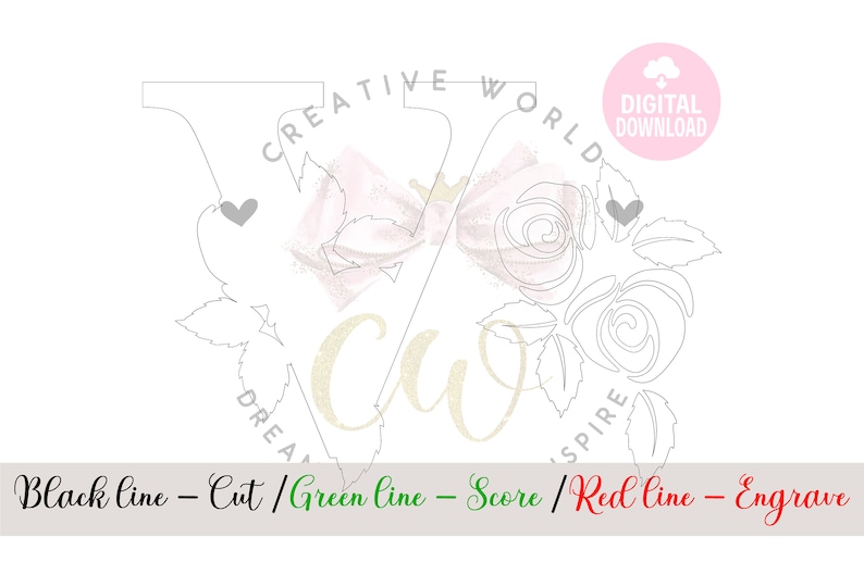 Floral Alphabet Svg Letter V Rose Monogram Svg Botanical - Etsy