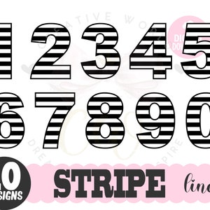 Stripe Number Svg Stripe Number Black and White Stripe Svg | Etsy