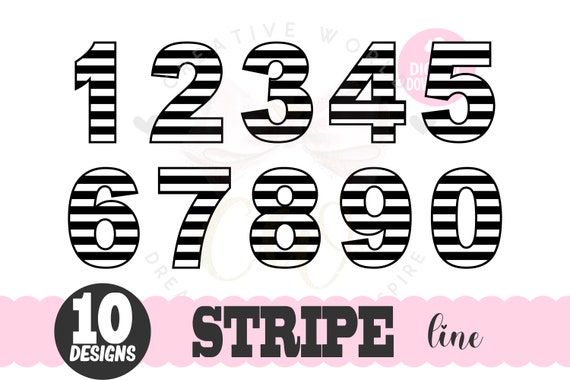 Stripe Number Svg Stripe Number Black and White Stripe Svg | Etsy