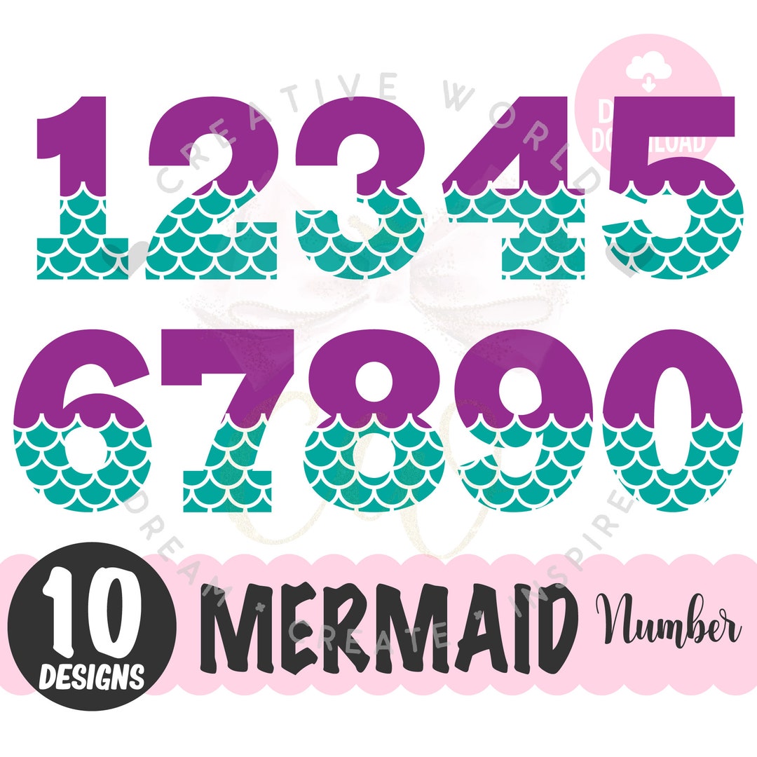 Birthday Mermaid SVG Bundle | Bundle Mermaid Birthday Number 0-9 Svg ...