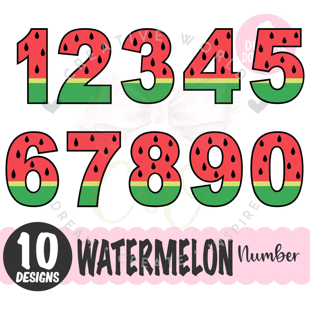 Watermelon Fruit Numbers 0-9 Svg | Watermelon Svg | Birthday Cake ...