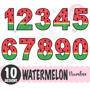 Watermelon Fruit Numbers 0-9 Svg | Watermelon Svg | Birthday Cake ...