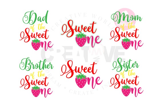 Bundle of 6 Sweet One Strawberry Birthday svg Strawberry | Etsy