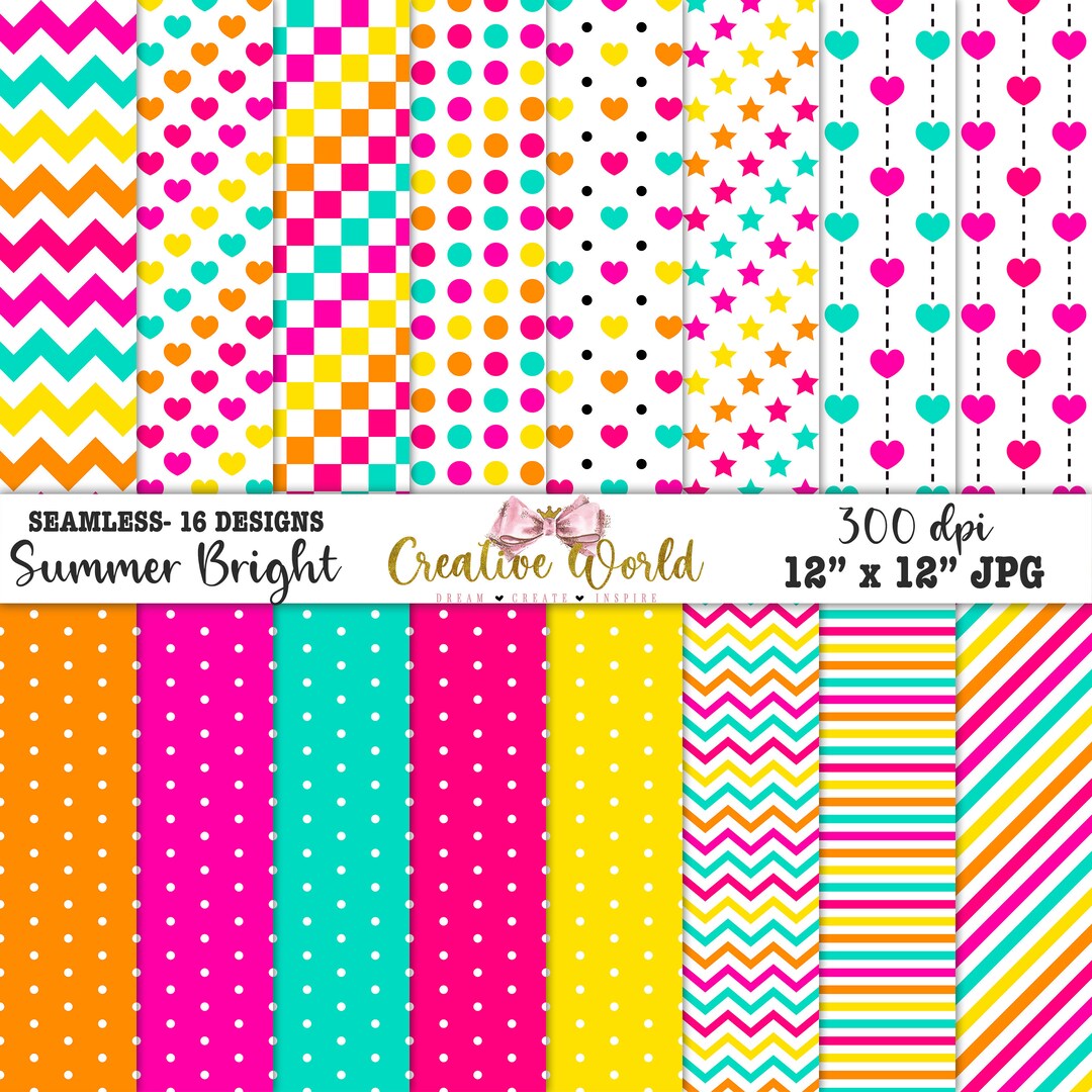 Summer Bright Bright Color Digital Paper 300 Dpi 16 - Etsy