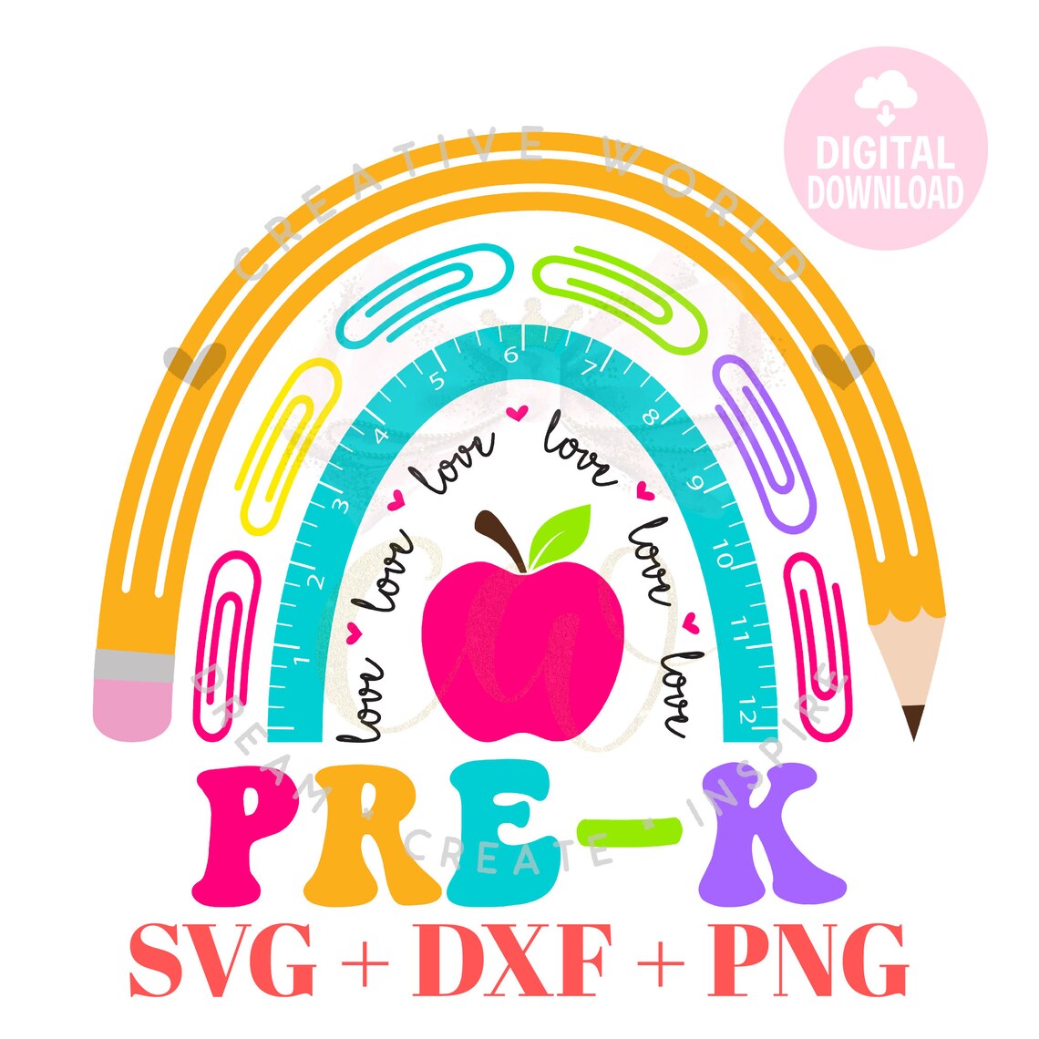 School Supply Rainbow Svg | Rainbow Svg | Pre-k Svg | Pre-k | Back to ...