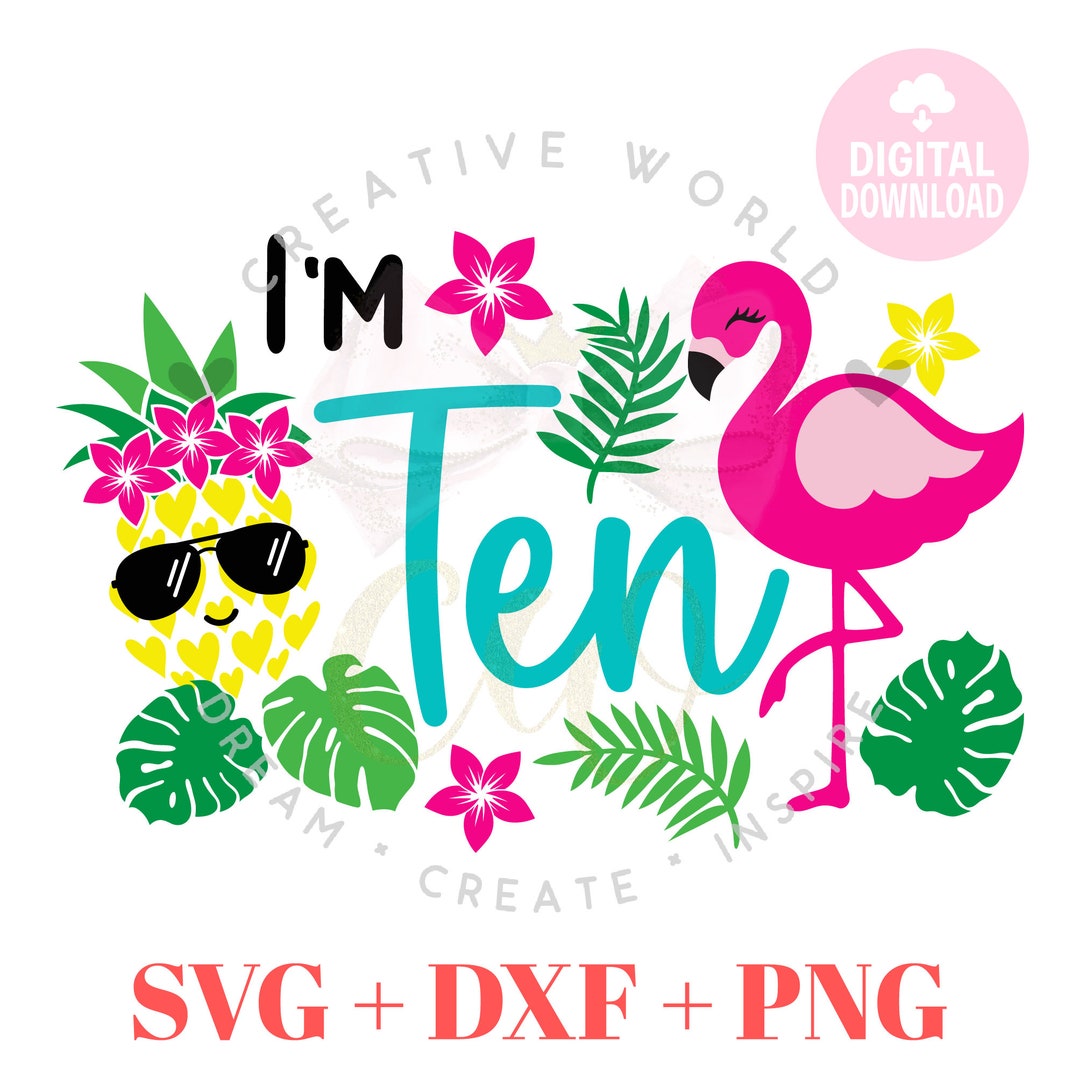 Ten Birthday | Flamingo Ten Birthday Svg | Pineapple Flamingo Summer ...