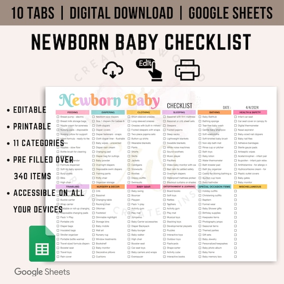 Newborn Baby Checklist Printable Newborn Baby Essentials Guaranteed