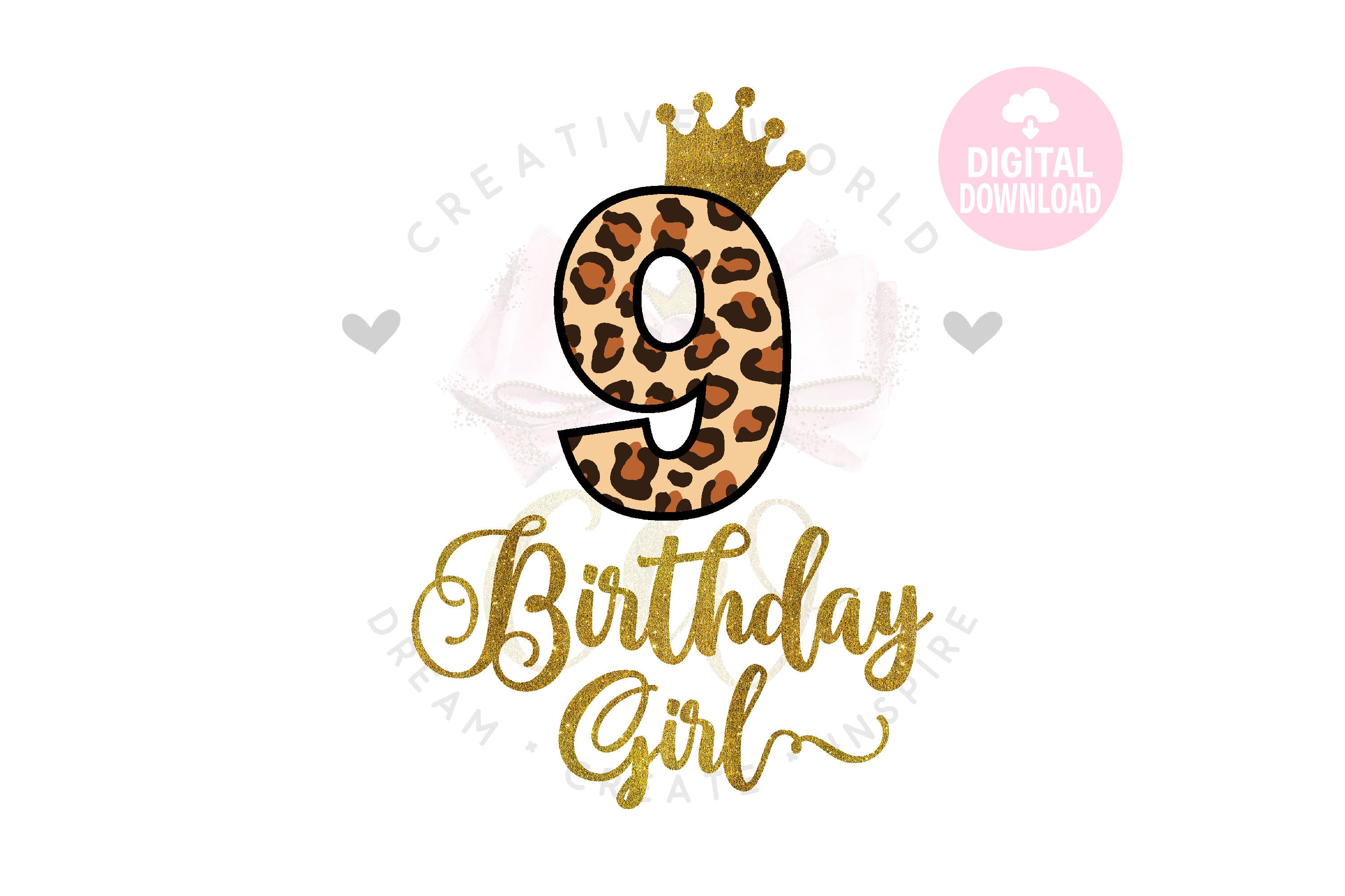 My 9th Birthday My 9th Birthday Svg Leopard Birthday | Etsy