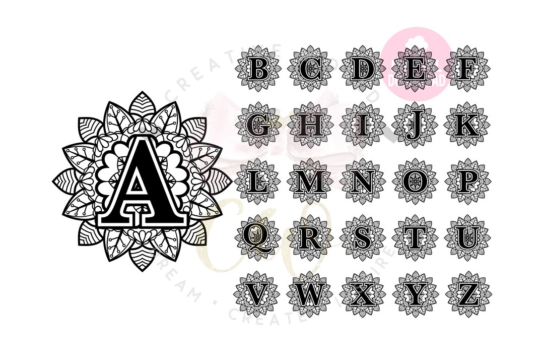 Mandala Alphabet Svg | Letter A-Z Svg | Mandala Svg | Instant Download ...