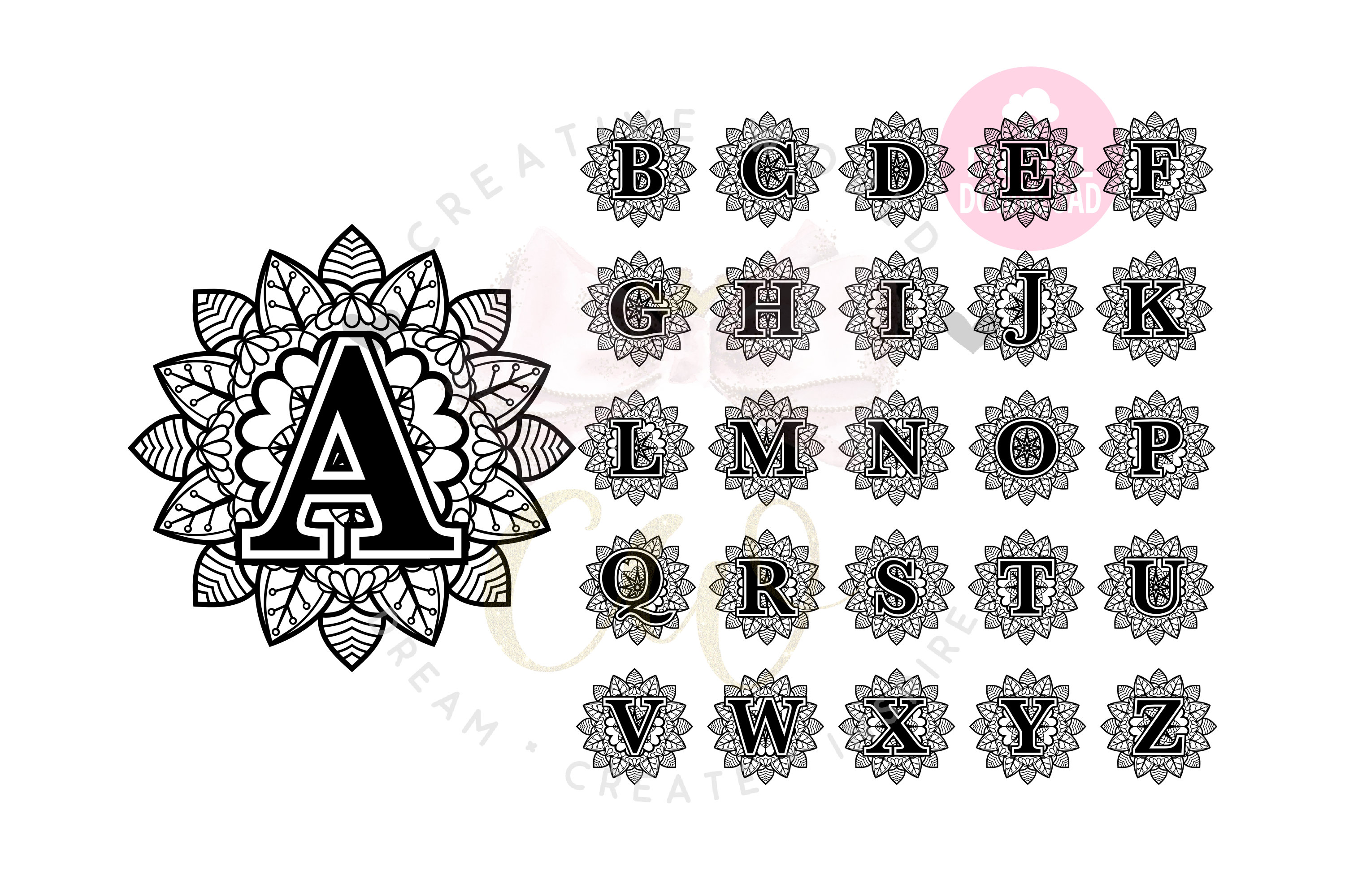 Mandala Alphabet Svg | Letter A-Z Svg | Mandala Svg | Instant Download ...