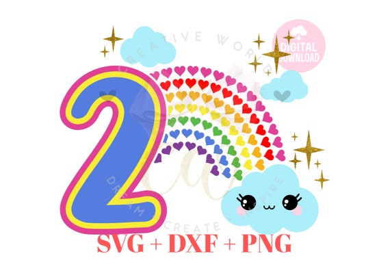 2nd Birthday Rainbow 2nd Birthday Svg Rainbow Birthday Svg | Etsy