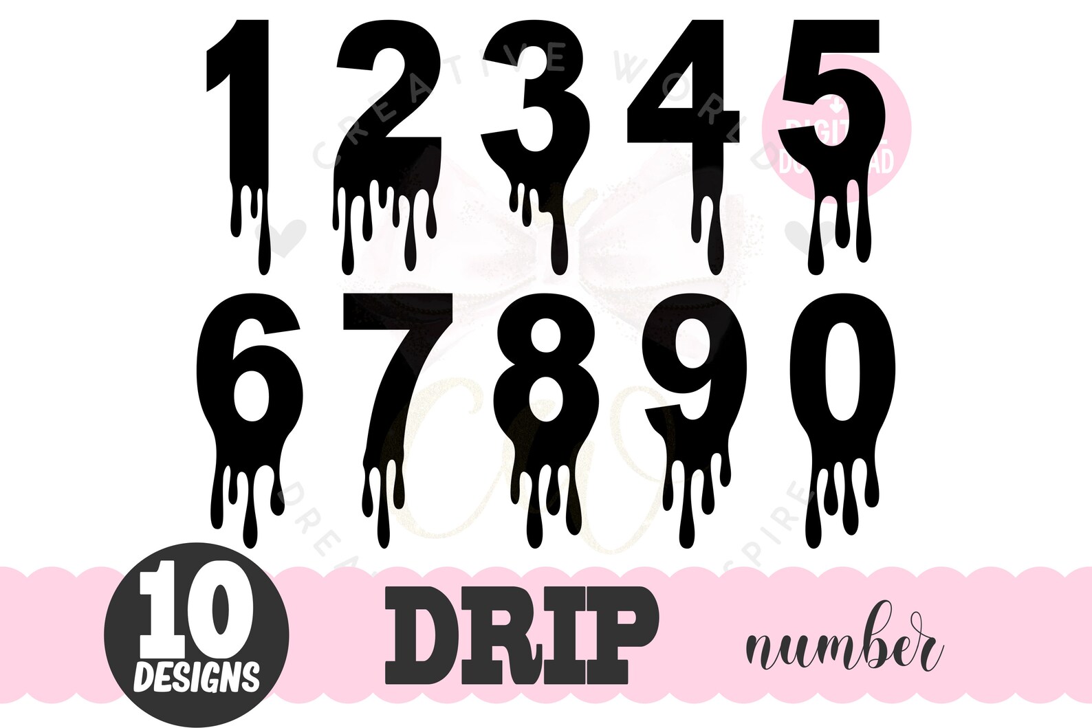 Drip Numbers 0-9 Svg Drip Number Svg Number Svg Number - Etsy