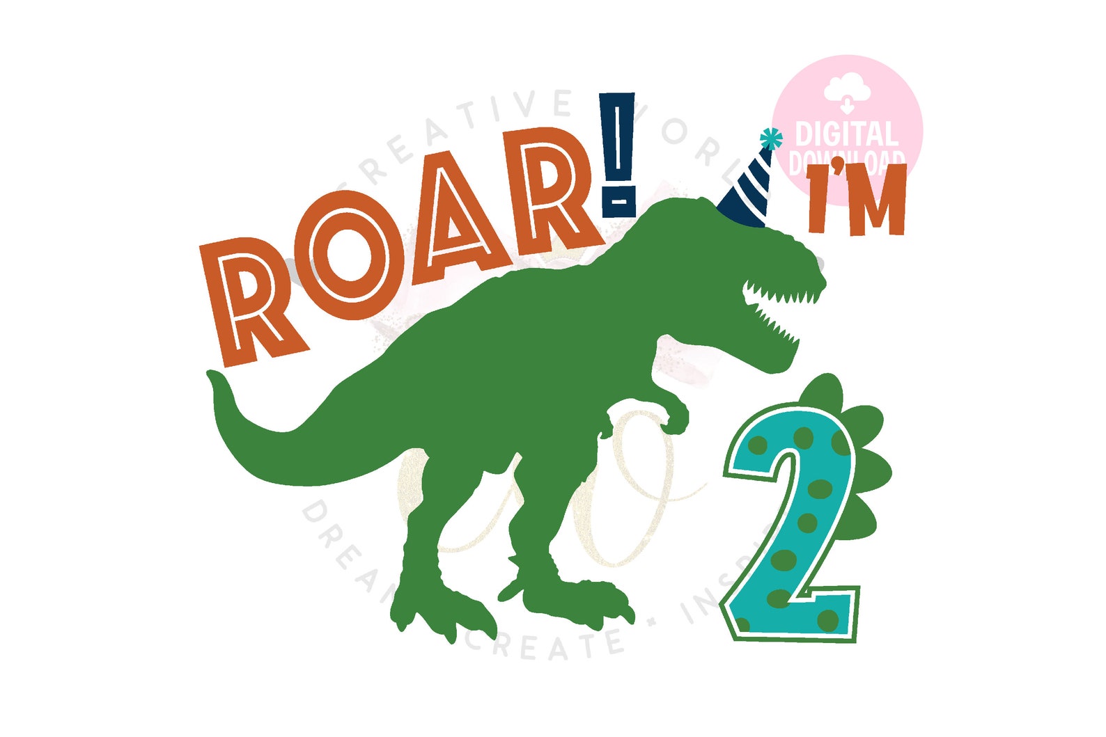 Roar I'm Two Birthday svg Dinosaur svg T Rex Birthday | Etsy