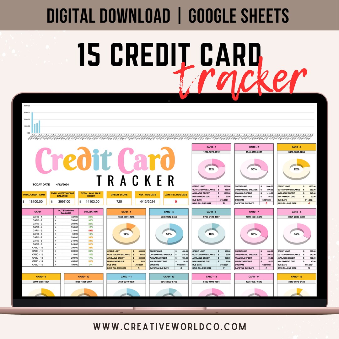 15 Credit Card Tracker | Personal Finance Organizer | Credit Card ...