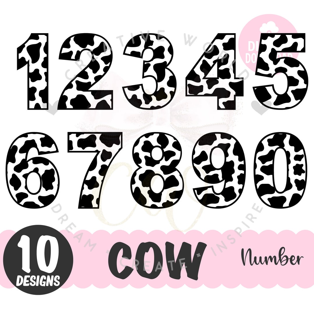 Cow Numbers 0-9 Svg | Animal Cow Number Svg | Birthday Cake Topper Svg ...