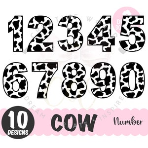 Cow Numbers 0-9 Svg | Animal Cow Number Svg | Birthday Cake Topper Svg ...