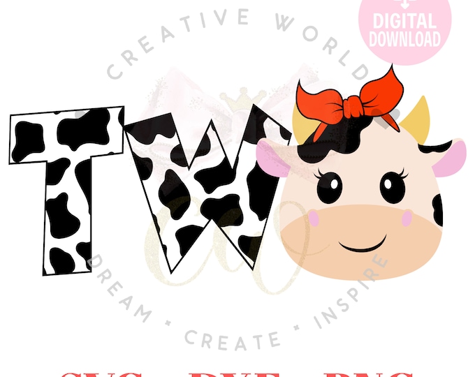 Vaca número dos cumpleaños svg 2º cumpleaños svg Cow print svg Birthday ...