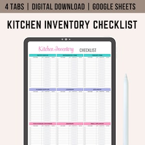 Comprehensive Kitchen Inventory Checklist Spreadsheet | Google Sheets ...