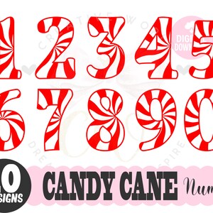 Candy Cane Number Svg Candy Cane Number Christmas Numbers - Etsy