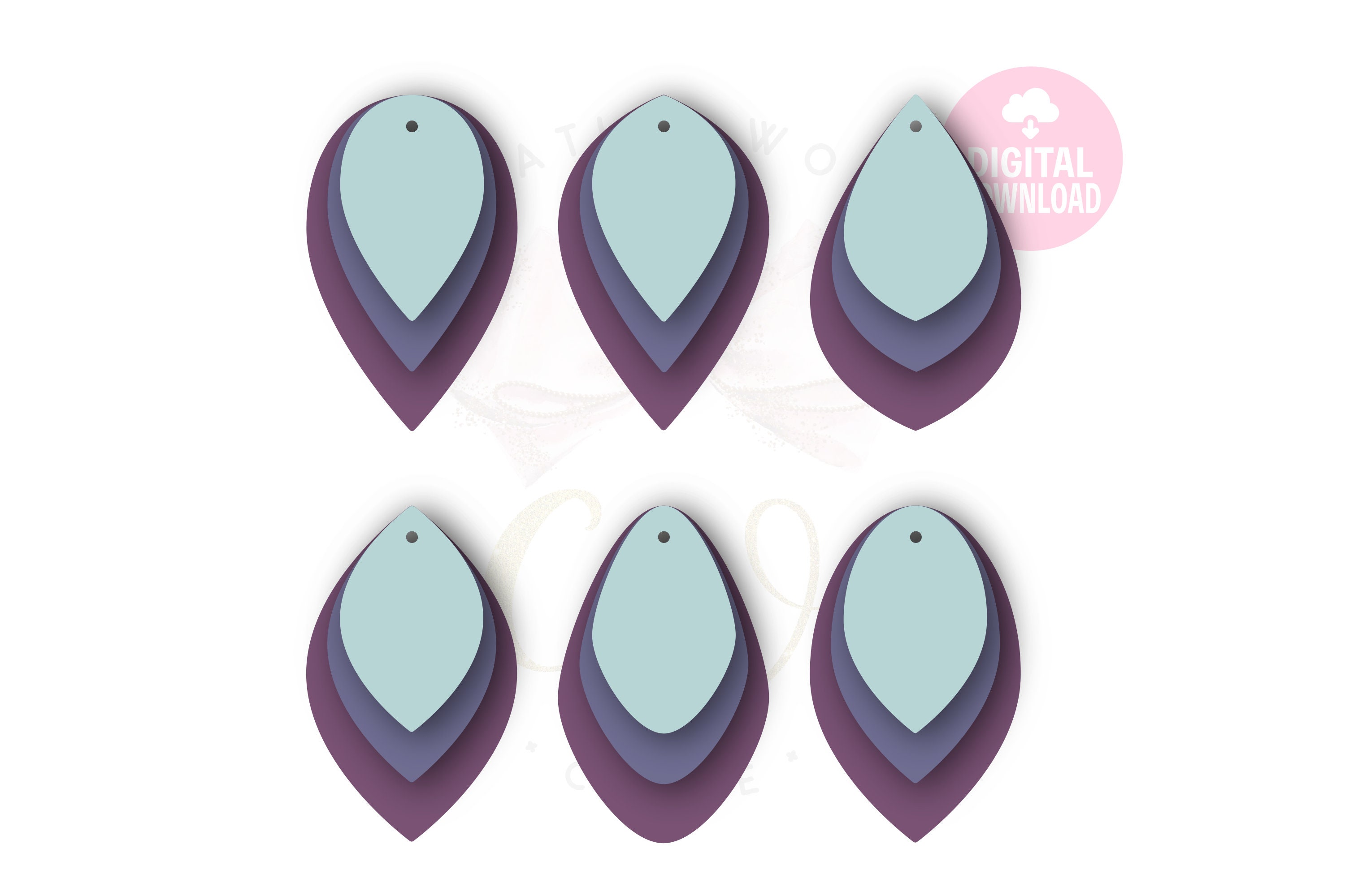 Pinched Stacked Double Holes Earring Svg One Hole Svg | Etsy