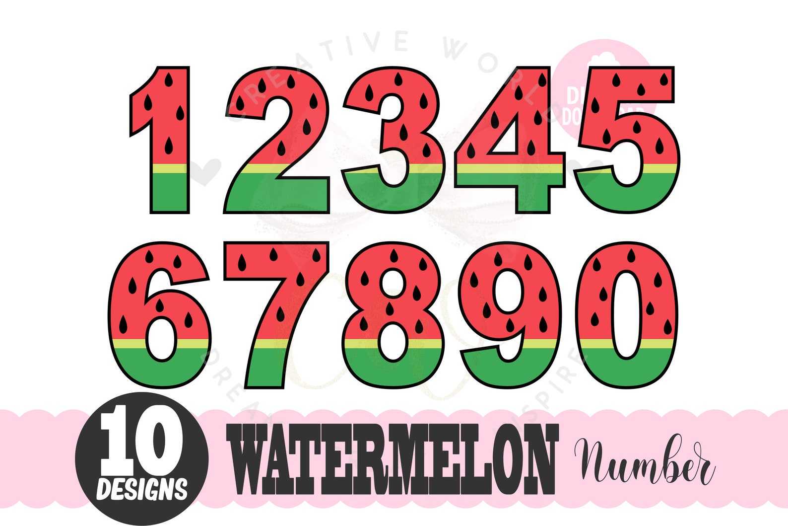 Watermelon Fruit Numbers 0-9 Svg Watermelon Svg Birthday - Etsy