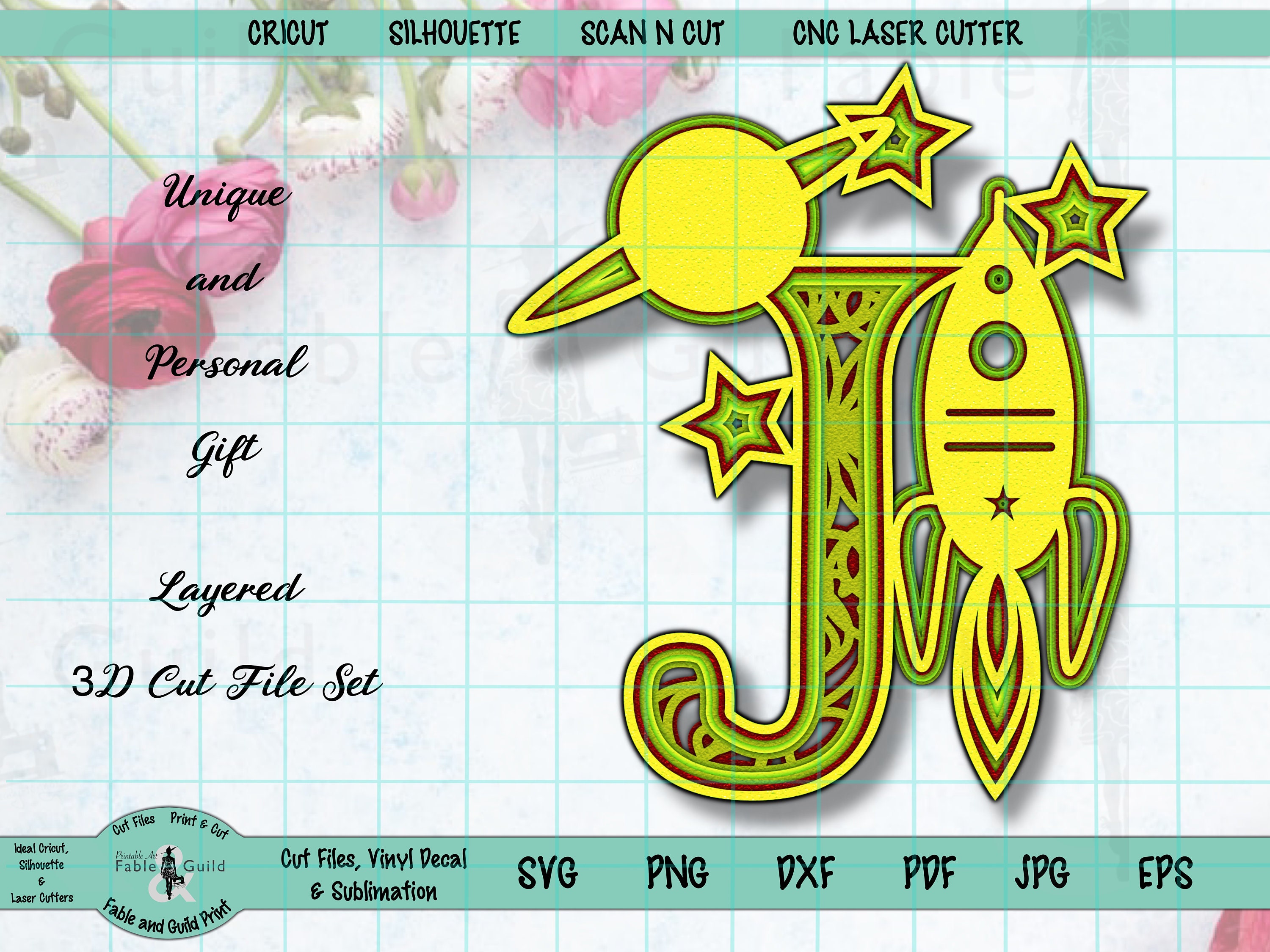 3d-layered-svg-letter-cricut-multi-layer-spaceship-cut-file-etsy
