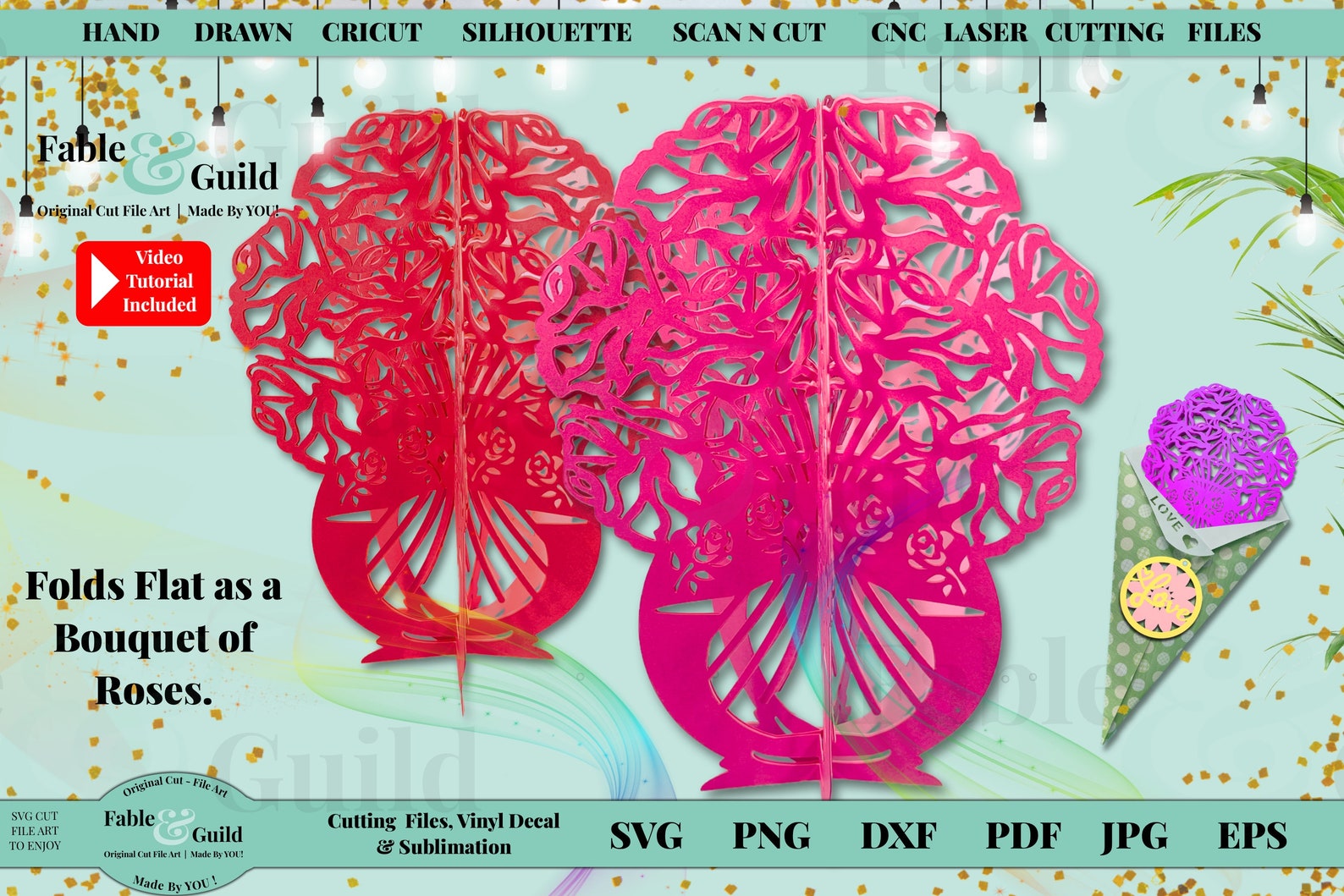 Cricut SVG Template 3D Rose SVG Flower Cricut Card Design | Etsy