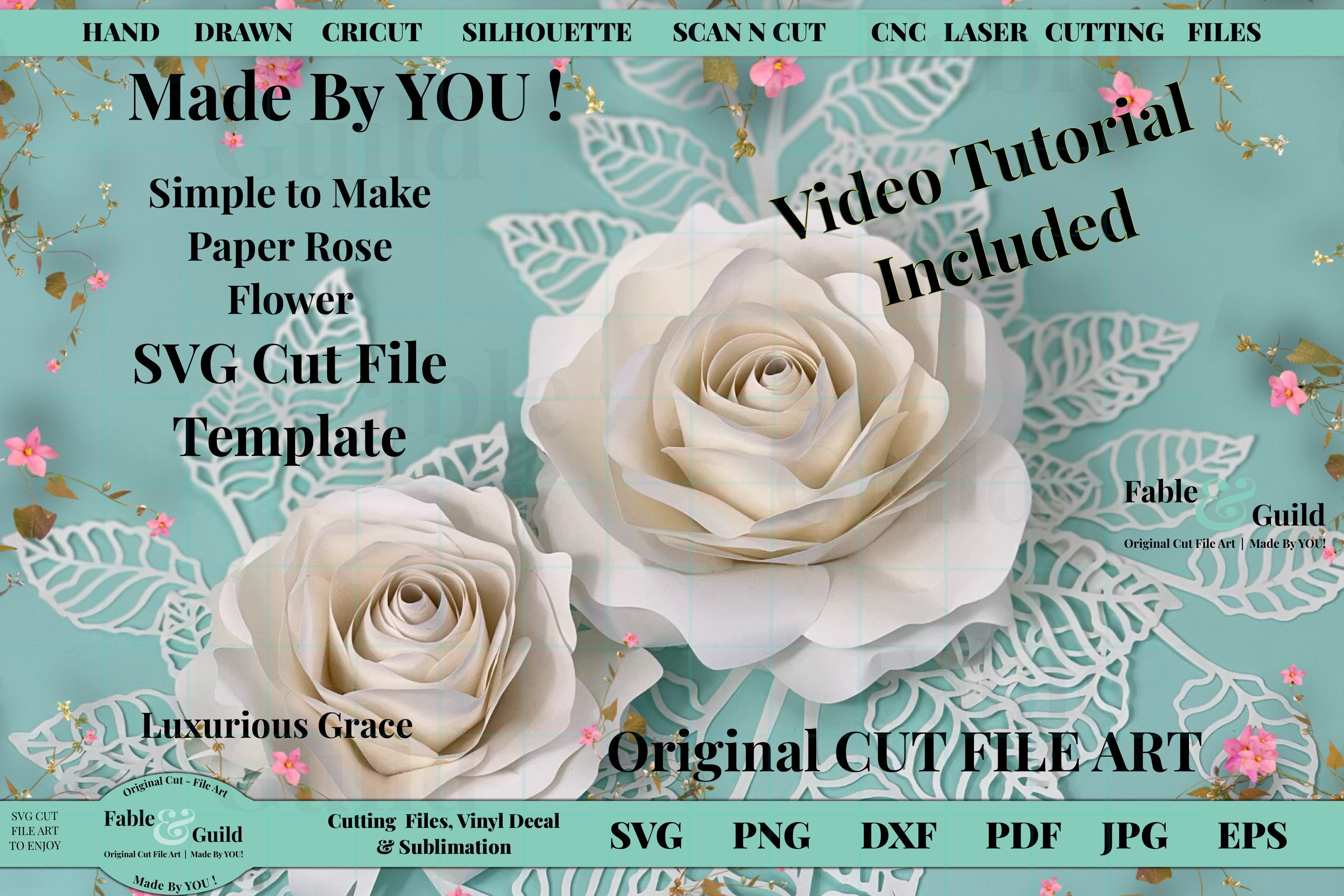 Paper Flower SVG Paper Rose Template 3D Flowers Cut File for - Etsy