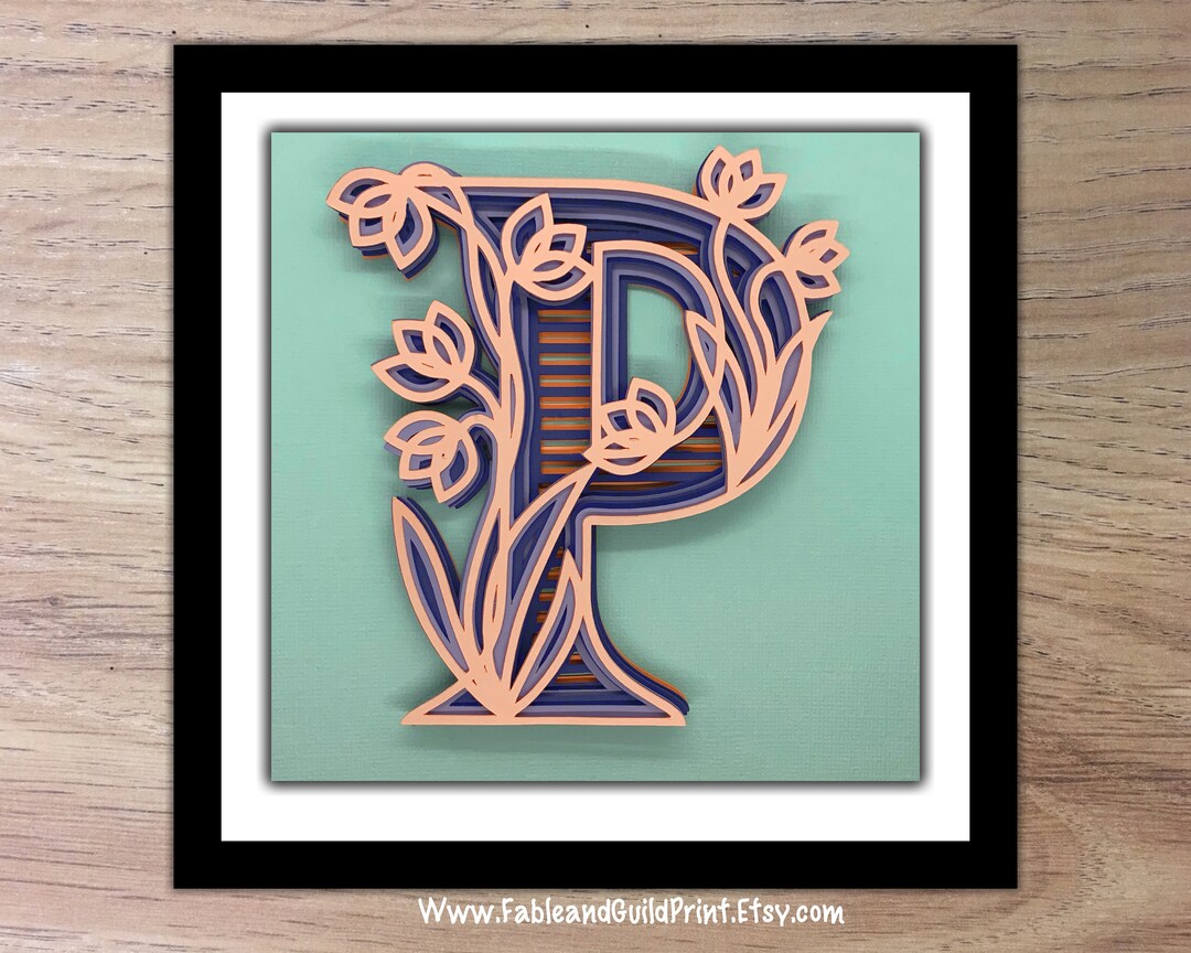 Tulip Flower SVG Cut File for Cricut, 3D Layered Fancy Font Letter P ...