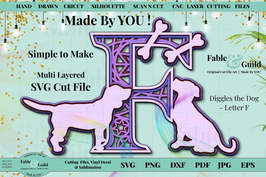 Alphabet Letter F Dog SVG, 3d Alphabet Letters Svg, Letter 3D Layer ...