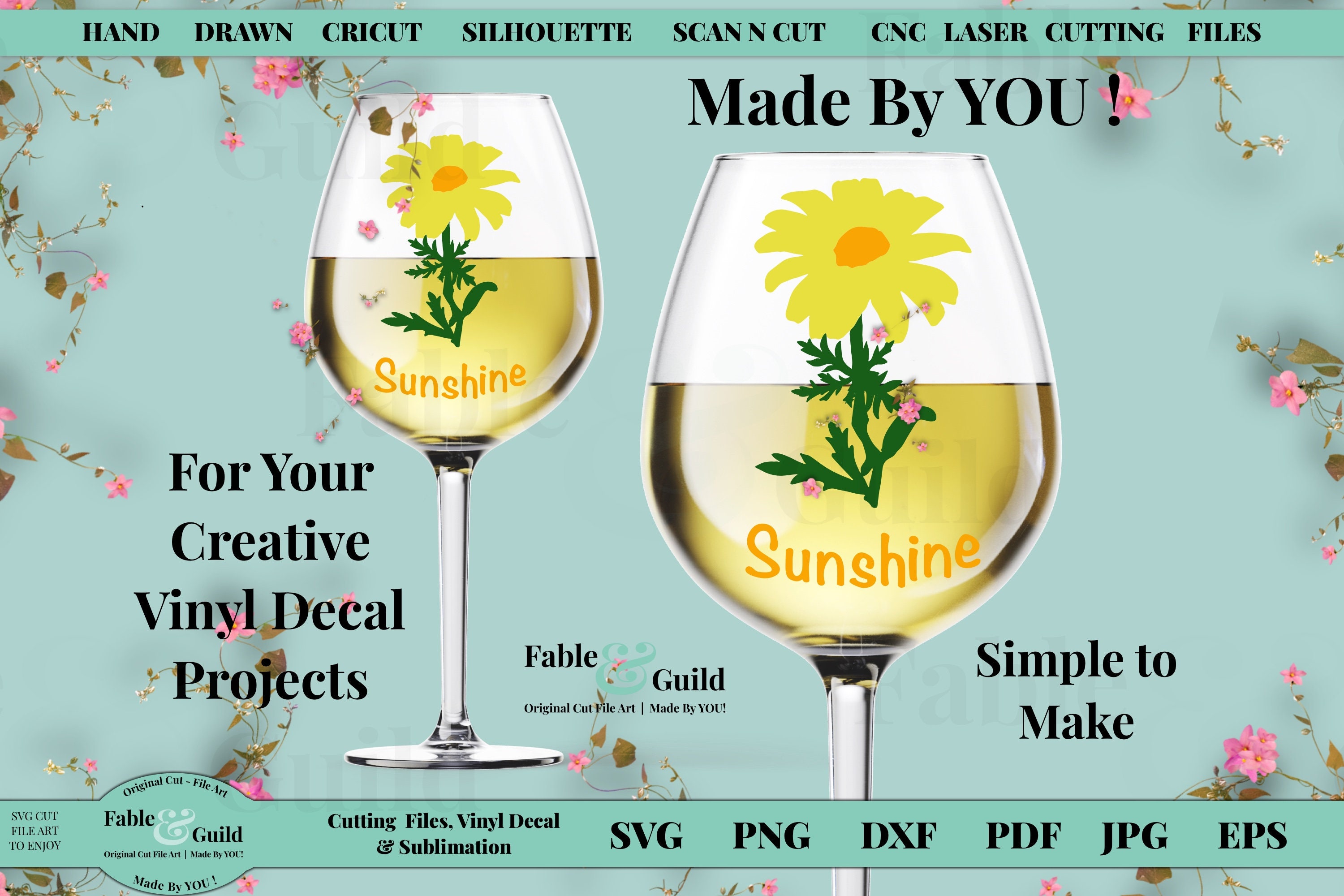 Sunshine Sips SVG Daisy Flower SVG Cricut Svg File Botanic - Etsy