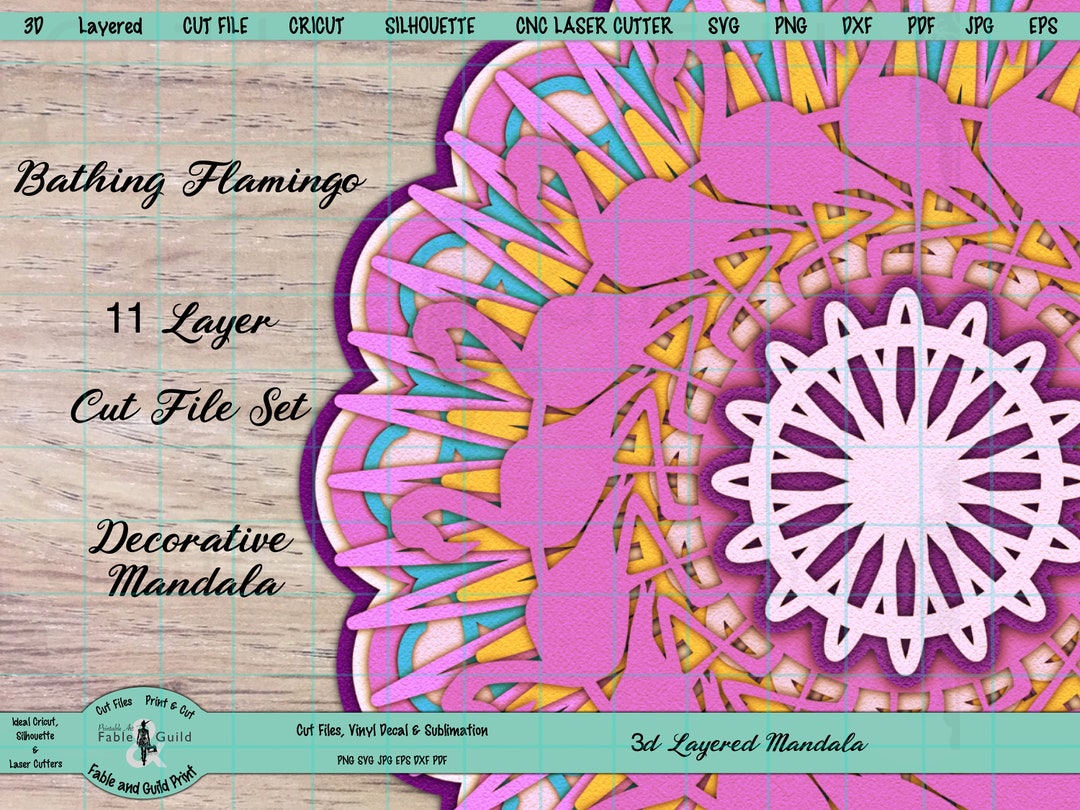 Pink Flamingo 3D Layered Mandala SVG Cut File for Cricut, Flamingo ...