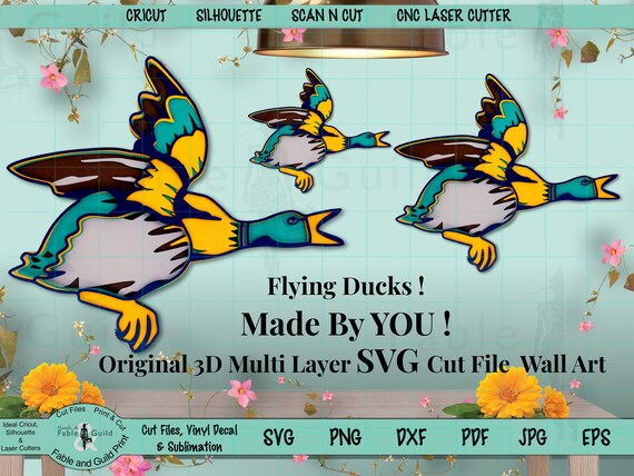 Flying Ducks SVG Cutting File Multi Layer Animal Cut File | Etsy