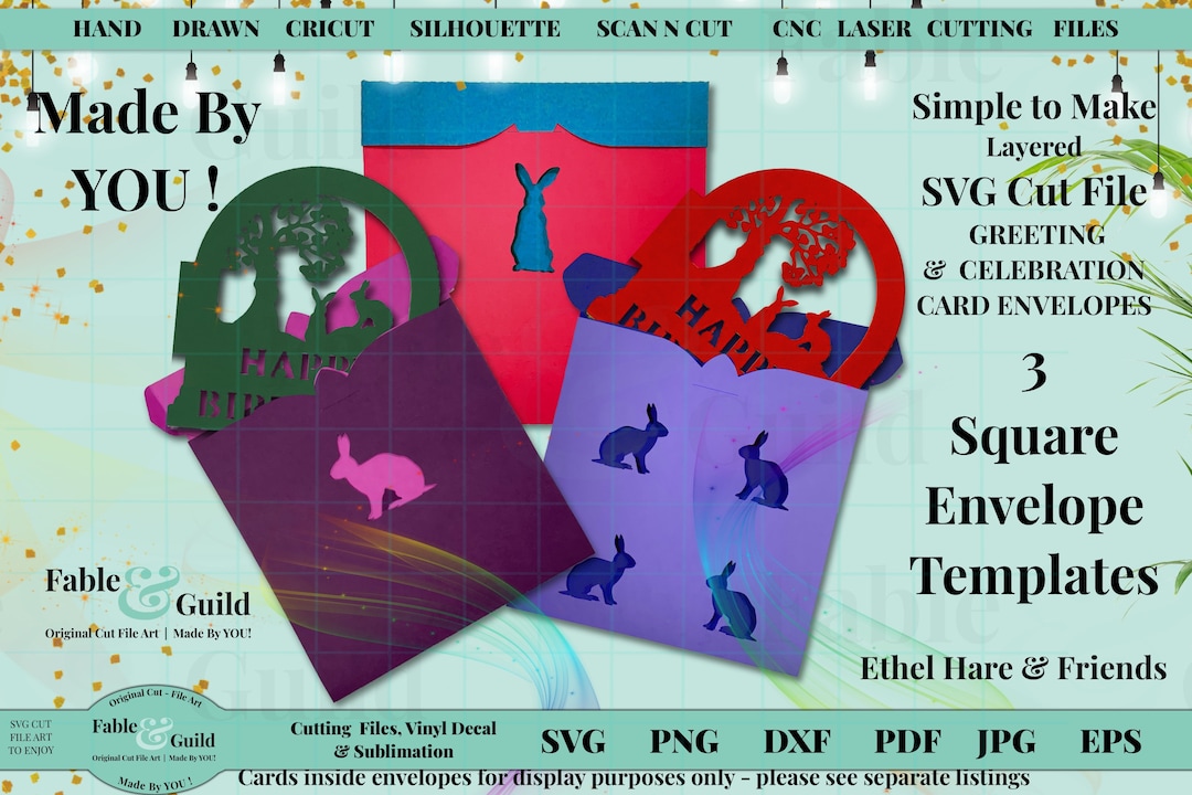 Cricut Cardstock Svg Envelope Template Bundle 3 Hand Drawn - Etsy