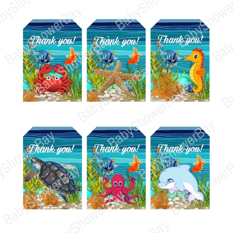 Under the Sea Thank You Tags, Favor Tags, Gift Tags, Under the Sea ...
