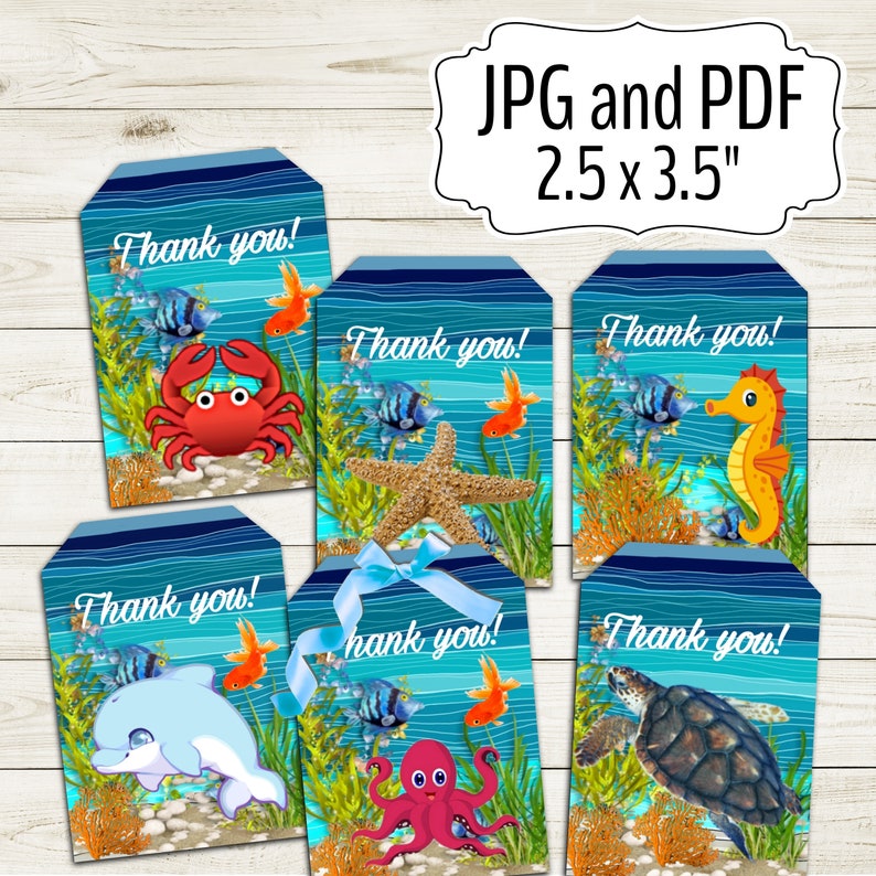 Under the Sea Thank You Tags, Favor Tags, Gift Tags, Under the Sea ...