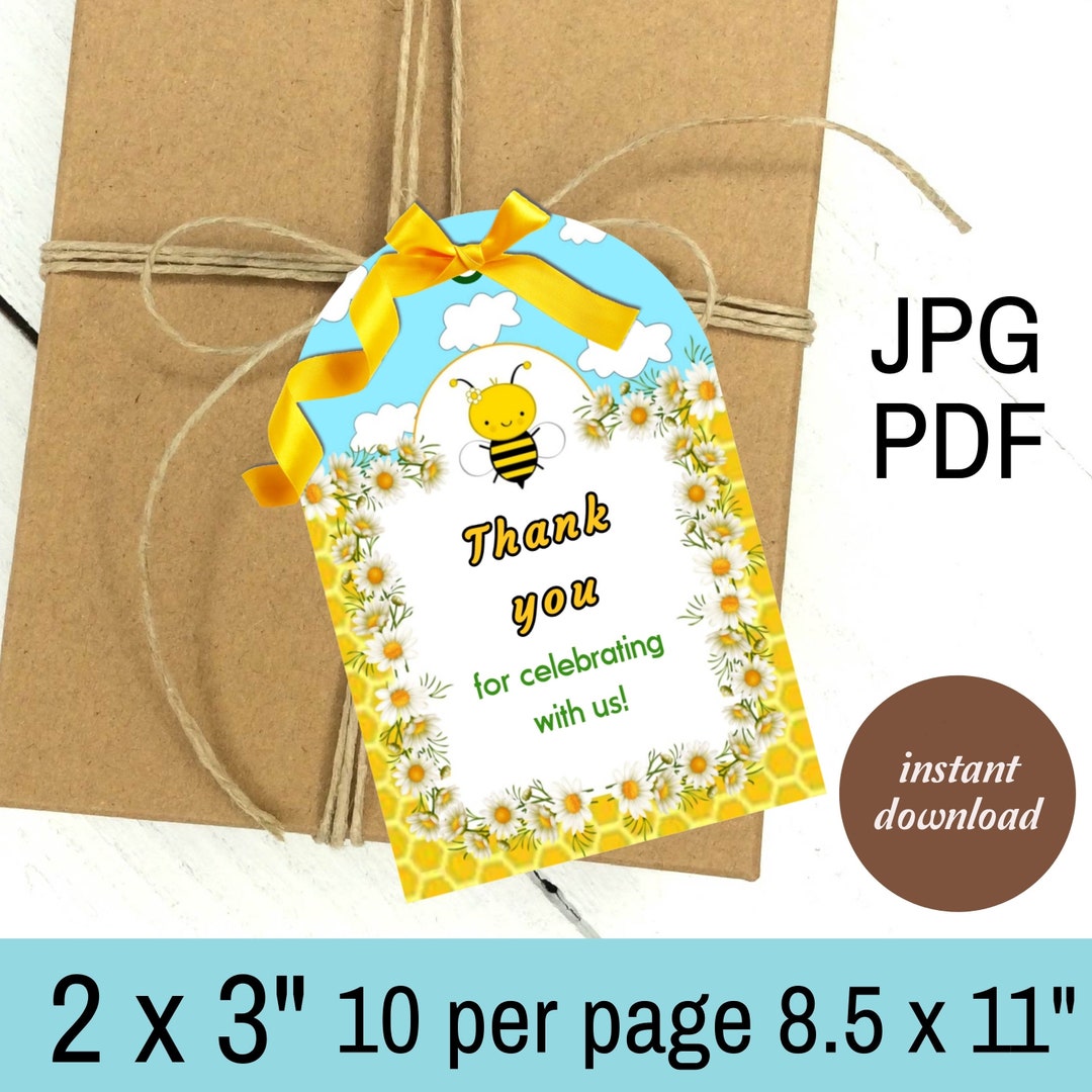 Bee Thank You Tags Printable Gift Tags Thank You for Celebrating Tags ...