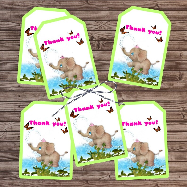 Elephant party tags Favor tags Thank you gift tags Thank | Etsy