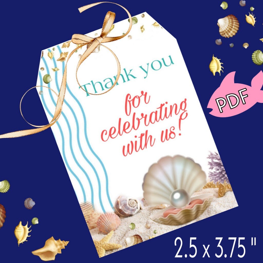 Shell Thank You Tags, Thank You Tags, Favor Tags, Instant Download ...