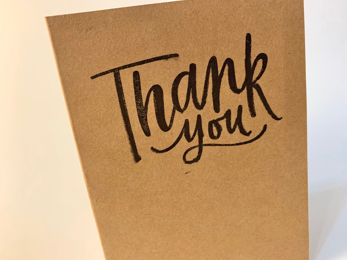Handmade Thank You Card Simple Brown and Black Design | Etsy