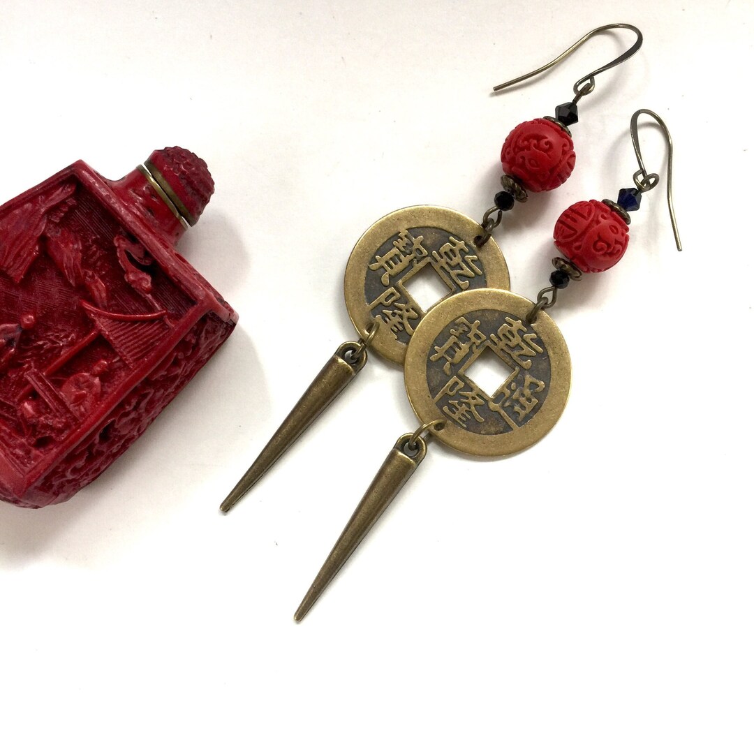 CINNABAR Steampunk Spikes - 4 INCH Long DANGLES - Qian Long Replica ...