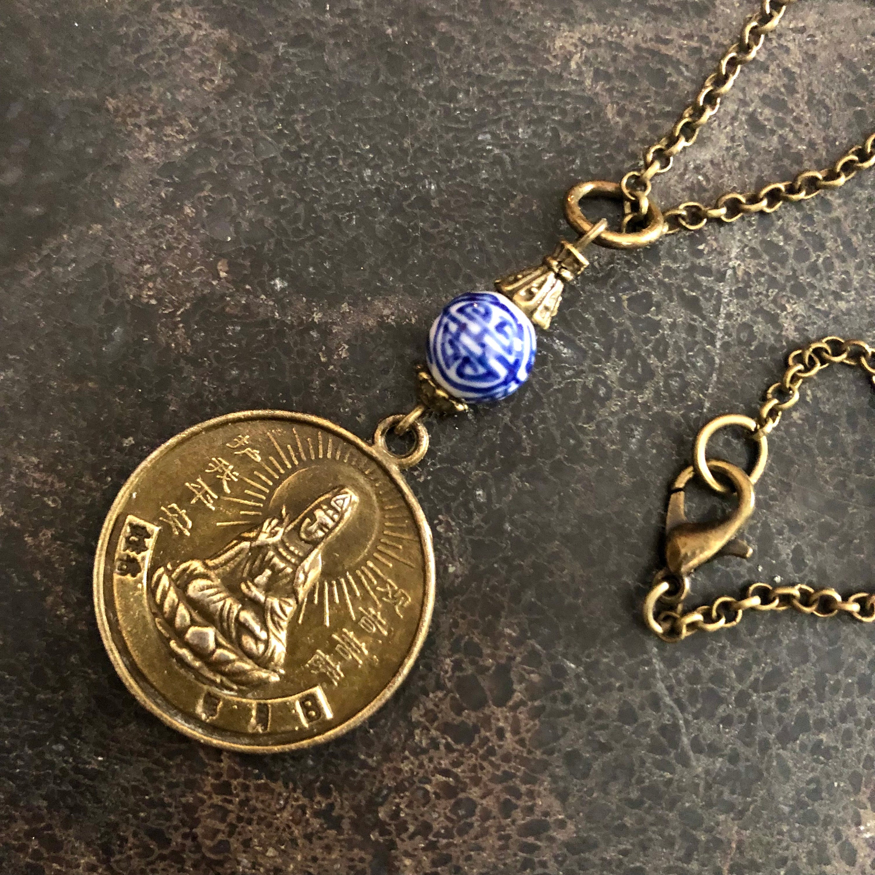 Year of the RABBIT 2023 Chinese Zodiac Necklace Longevity shou Bead ...