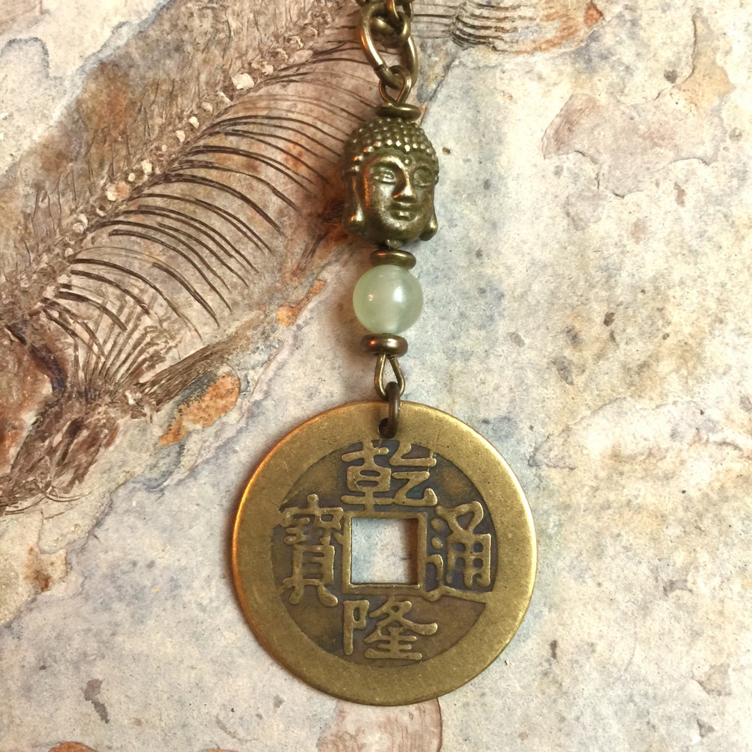 COIN Necklace - BUDDHA - JADE - Brass Replica - China Coin - Good ...