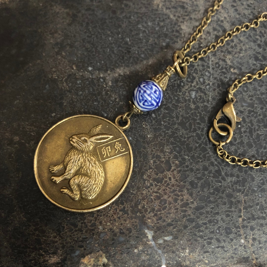 Year of the RABBIT - 2023 - Chinese Zodiac Necklace - Longevity "shou ...