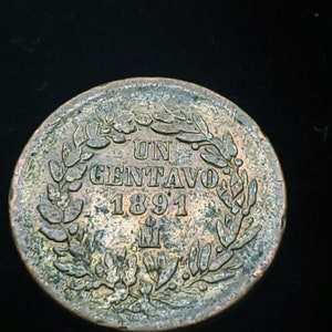 1891 Un Centavo - Mexico XF+/AU - Rare Coin !! Lot # 463 - Etsy