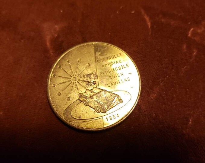 1954 Motorama Fair- General Motors GM Automotive Corvette Spinner Coin ...