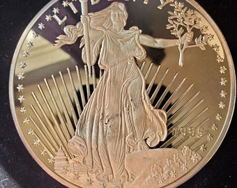 1995 8 Ounce 999 Silver Walking Liberty, 24kt Gold Plated. Includes Box ...