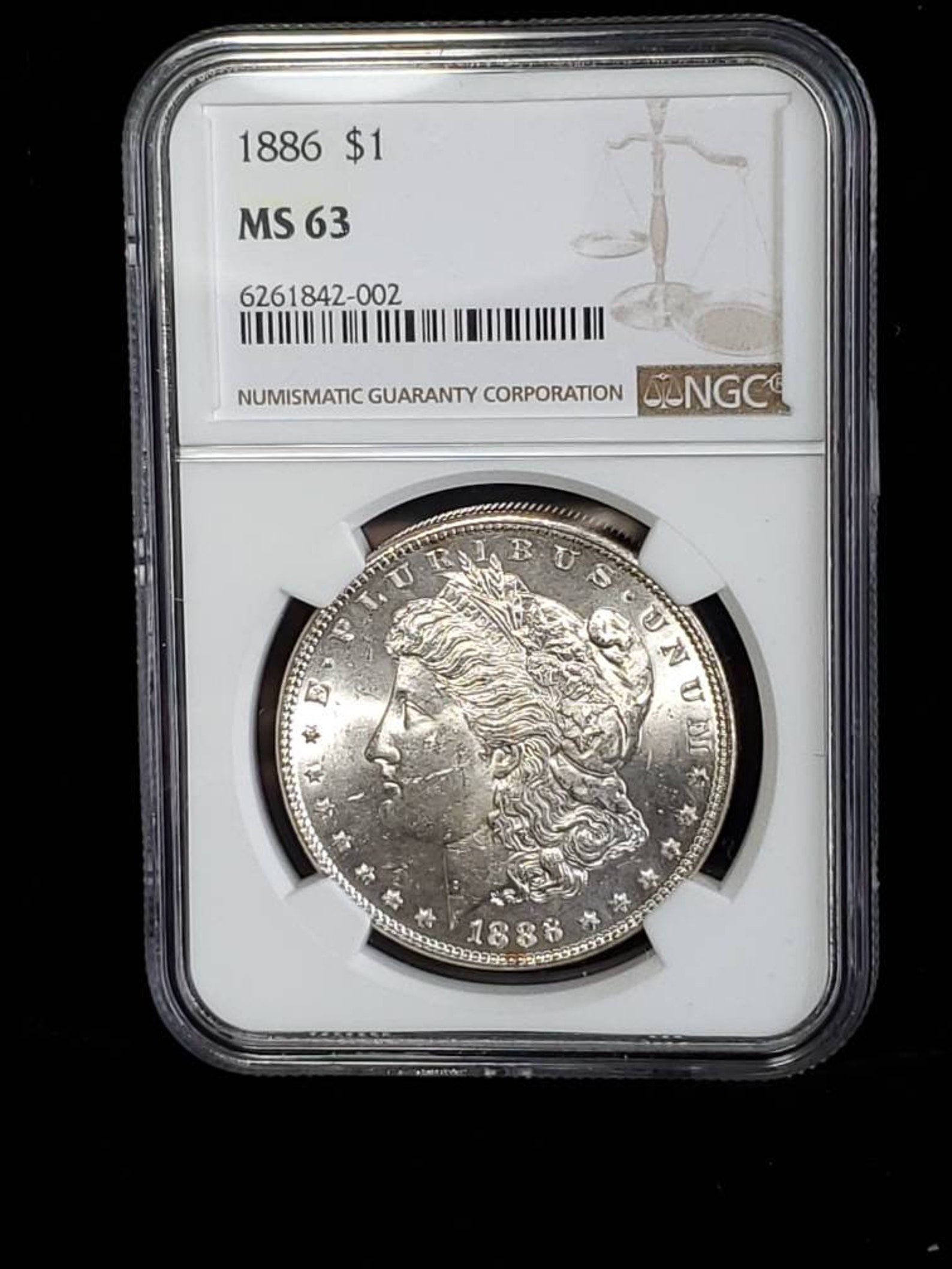 1886 MS 63 Silver Morgan Dollar, NGC MS 63 Silver Coin . Blast White ...